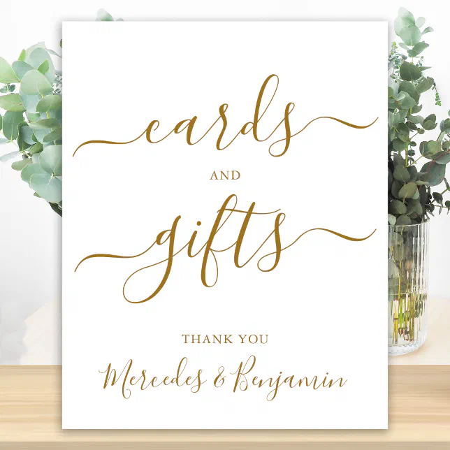 Wedding Cards Gifts Sign Elegant Gold Calligraphy | Zazzle Wedding Cards Gifts Sign Elegant Gold Calligraphy | Zazzle