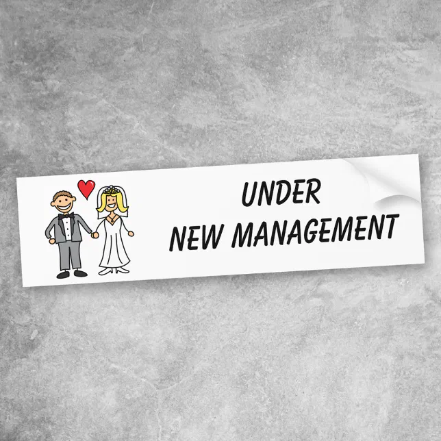 Wedding Cartoon - Under New Management Bumper Sticker | Zazzle