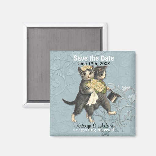 Wedding Cats Save the Date Magnets - Aqua | Zazzle