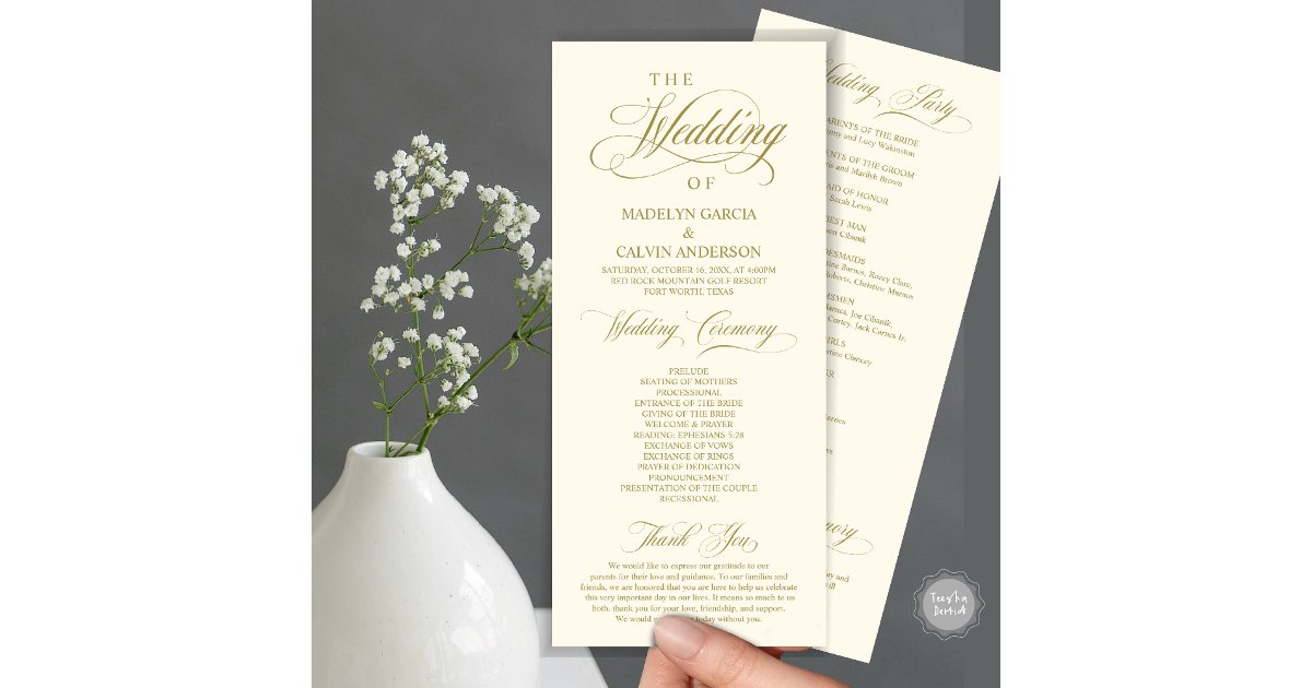 Wedding Ceremony, Classy Elegance Yellow Gold Program | Zazzle