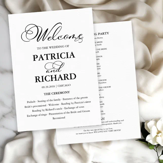 Wedding Ceremony Order of Service Elegant Program | Zazzle
