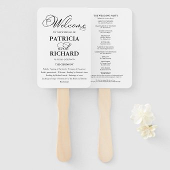Wedding Ceremony Order of Service Elegant Program Hand Fan | Zazzle