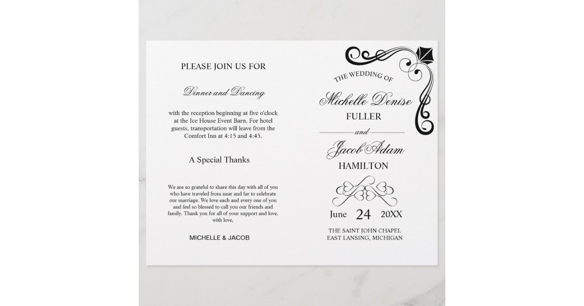 Wedding Ceremony Program | Elegant Hearts | Zazzle