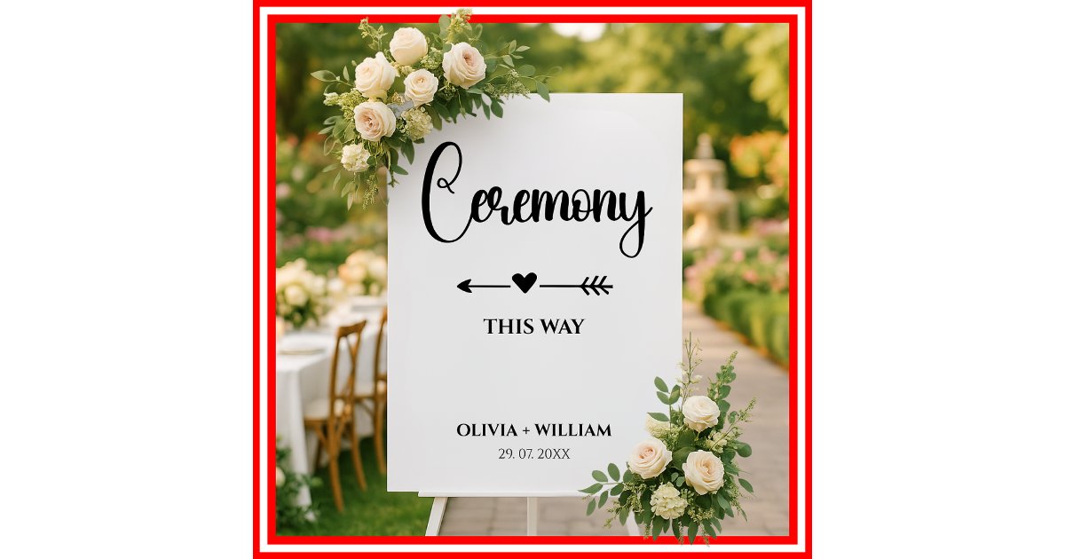 Wedding Ceremony This Way Left Arrow Welcome Sign | Zazzle