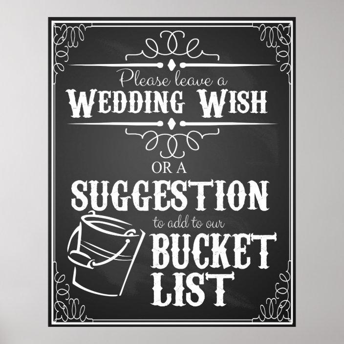Wedding chalkboard "Wish list" bucket list sign | Zazzle.com