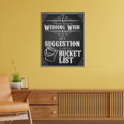 Wedding chalkboard "Wish list" bucket list sign | Zazzle