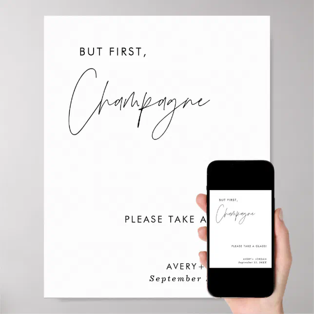 Wedding Champagne Sign | Modern Minimalist Sign | Zazzle