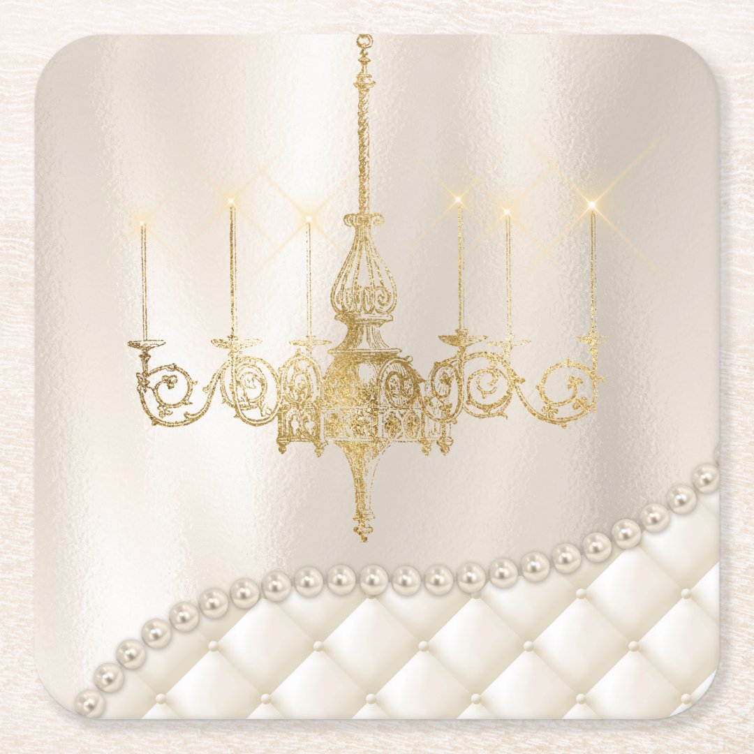 Wedding Chandelier Lighting Ivory Pearls Coaster | Zazzle