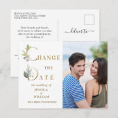 Wedding Change the Date Elegant PHOTO Announcement Postcard | Zazzle