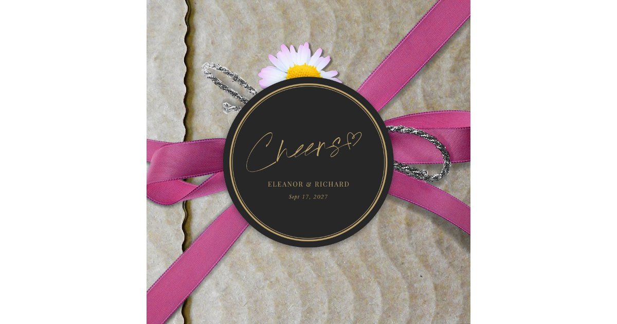 Wedding Cheers Sticker - Black & Gold Elegance | Zazzle