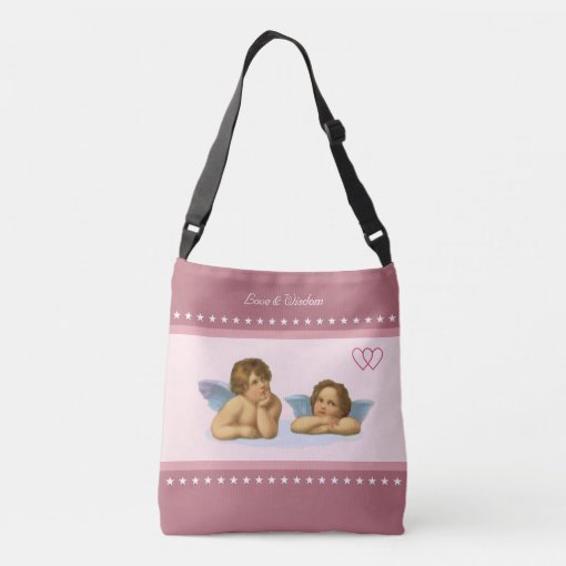 Wedding Cherubs, Hearts & Stars on Rose Gold Crossbody Bag | Zazzle