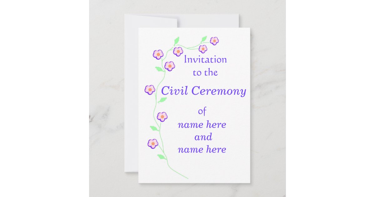 Wedding/Civil Ceremony Invitation Pink Floral | Zazzle