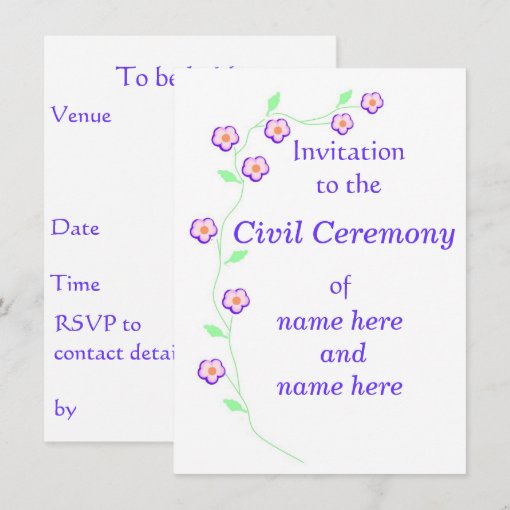 Wedding/Civil Ceremony Invitation Pink Floral | Zazzle
