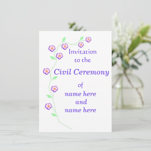 Wedding/Civil Ceremony Invitation Pink Floral | Zazzle
