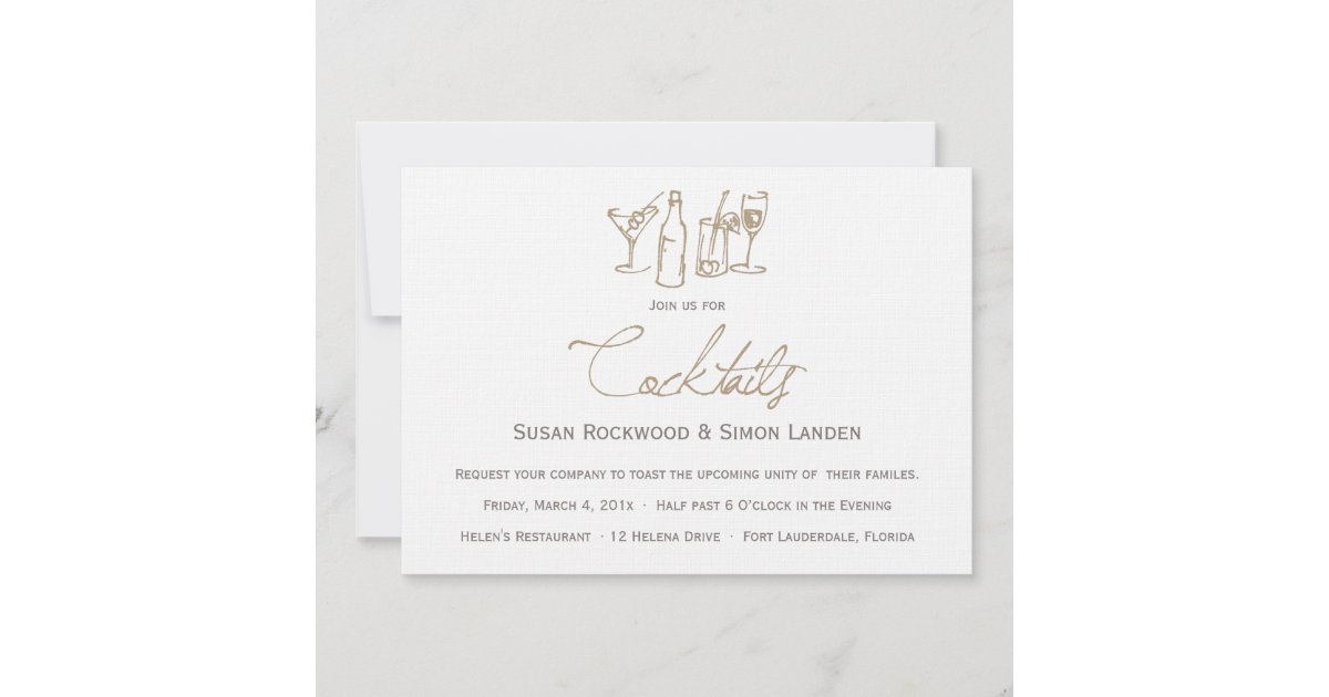 Wedding Cocktail Invitations | Brown | Zazzle