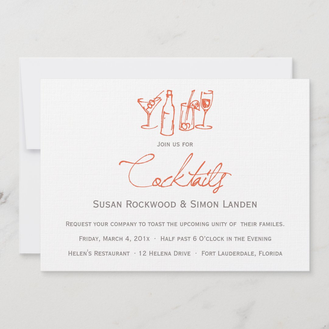 Wedding Cocktail Invitations | Orange | Zazzle