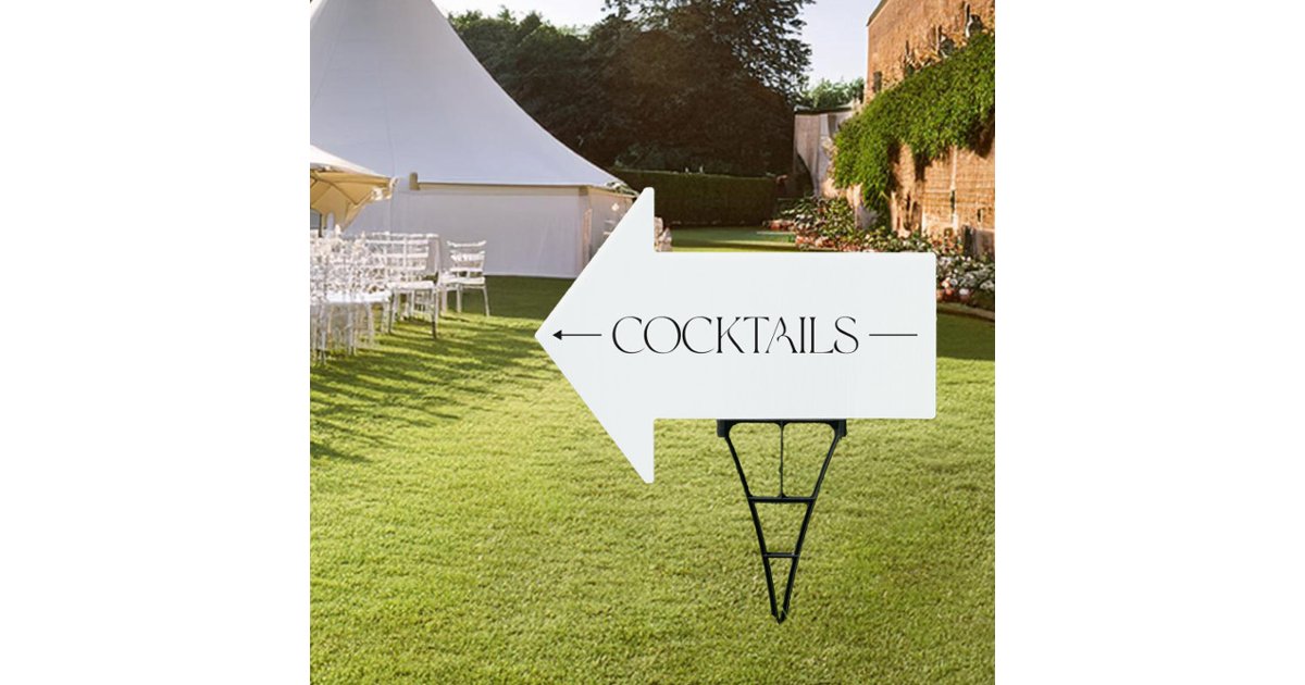 Wedding Cocktails Nostalgic Print Direction Arrow Sign | Zazzle