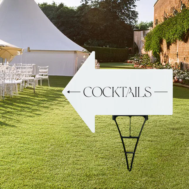 Wedding Cocktails Nostalgic Print Direction Arrow Sign | Zazzle