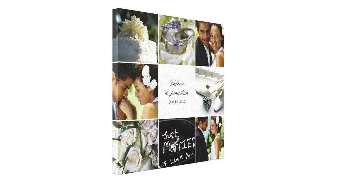 Wedding Collage Wrapped Canvas - White | Zazzle