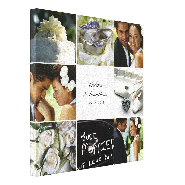 Wedding Collage Wrapped Canvas - White | Zazzle