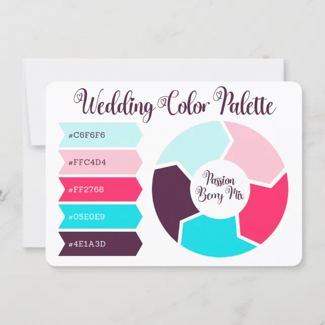 Wedding Color Palette Card with Hex Color Codes | Zazzle