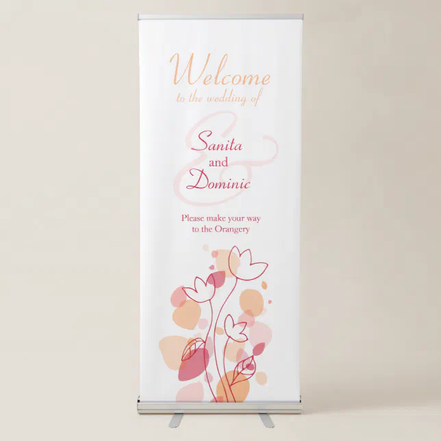 Wedding confetti orange coral red welcome banner | Zazzle