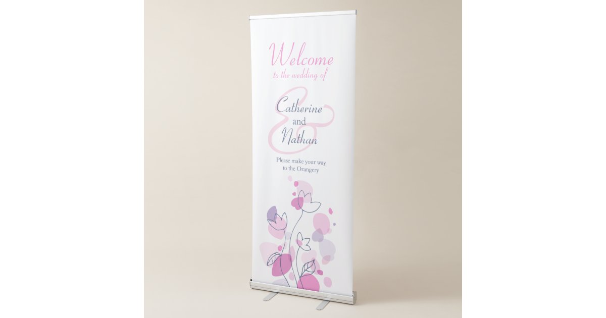 Wedding confetti pink purple welcome banner | Zazzle