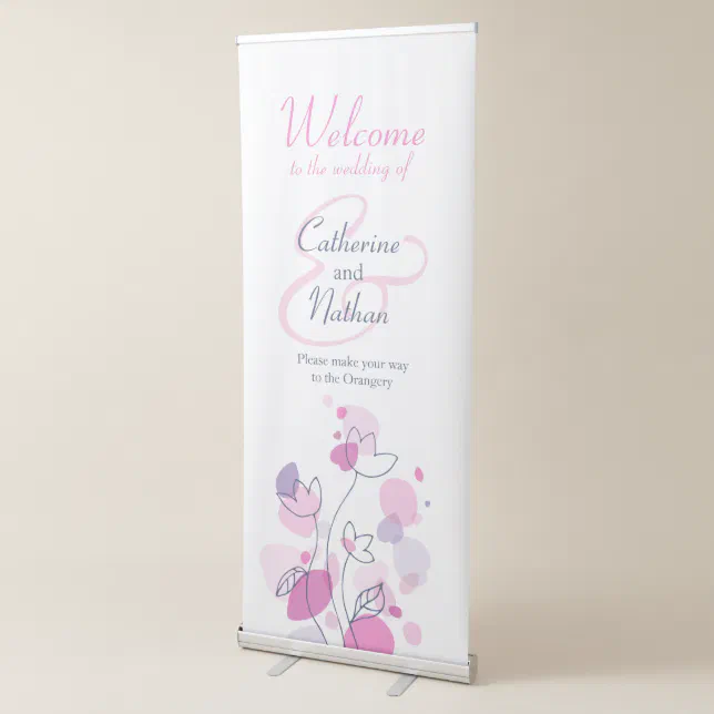 Wedding confetti pink purple welcome banner | Zazzle