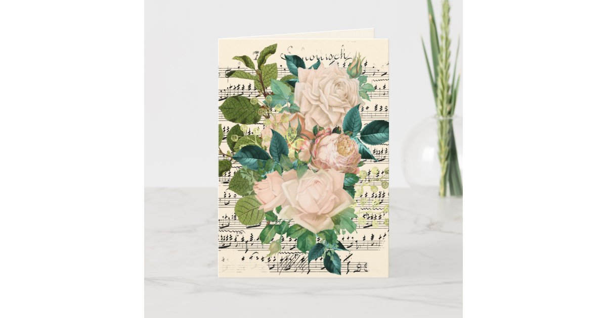Wedding Congratulations Add Names Rose Ephemera Card | Zazzle
