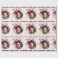 Wedding Congratulations Add Names Rose Ephemera Wrapping Paper | Zazzle