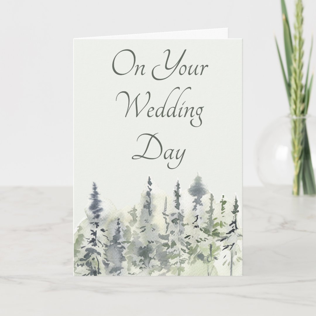 Wedding Congratulations Card Evergreen Trees | Zazzle