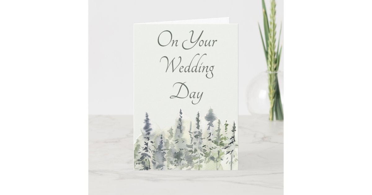 Wedding Congratulations Card Evergreen Trees | Zazzle
