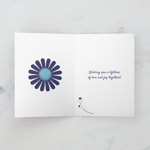 Wedding Congratulations Custom Message Blue Flower Card | Zazzle
