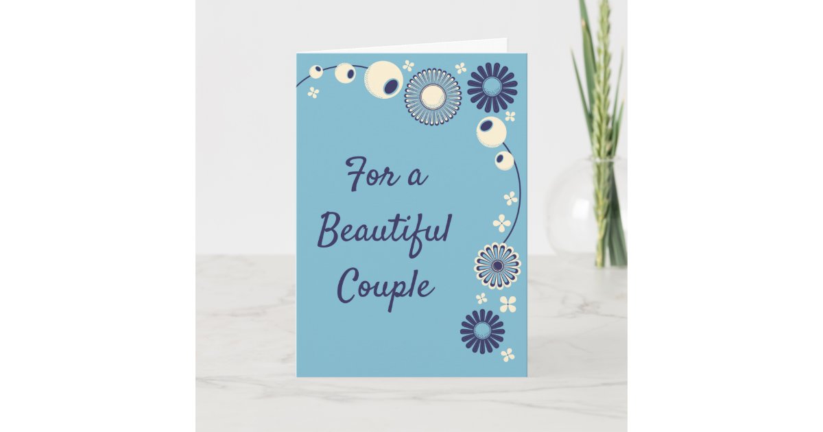 Wedding Congratulations Custom Message Blue Flower Card | Zazzle