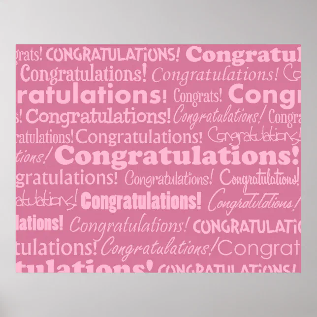 Wedding Congratulations In Pink Poster | Zazzle