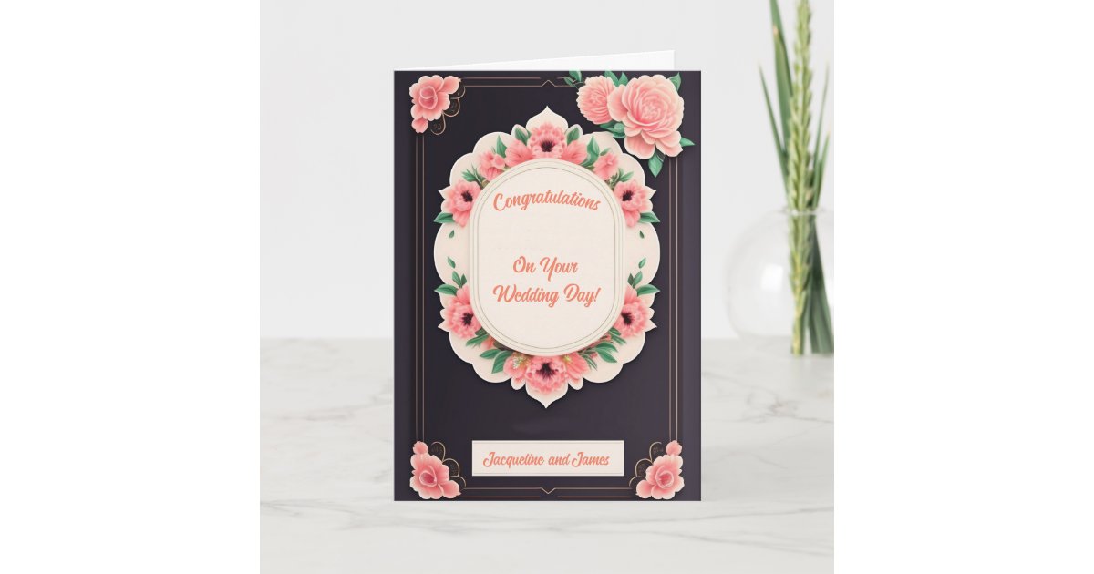 Wedding Congratulations Pretty In Pink Card | Zazzle