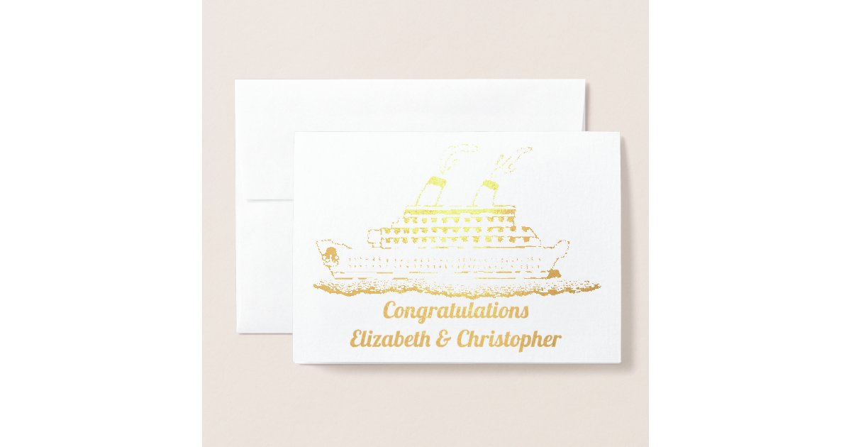 Wedding Congratulations Smooth Sailing Cruise Ship Foil Card | Zazzle