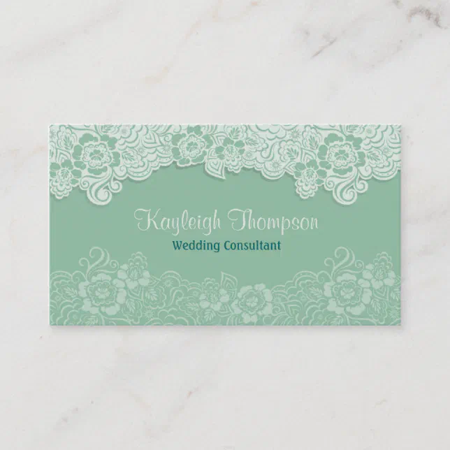 Wedding Consultant - Mint Lace Business Card | Zazzle