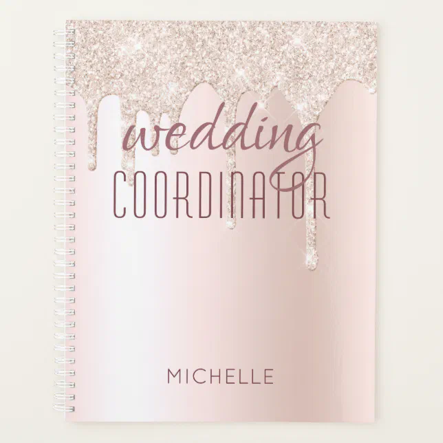 Wedding Coordinator Chic Girly Glitter Name Planner | Zazzle