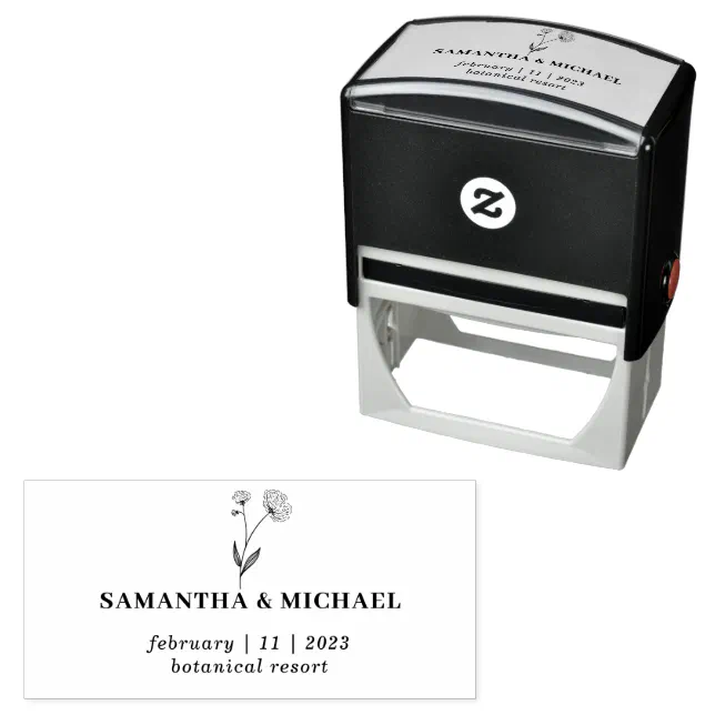 Wedding cotton Flower Hand Drawing Self-inking Stamp | Zazzle