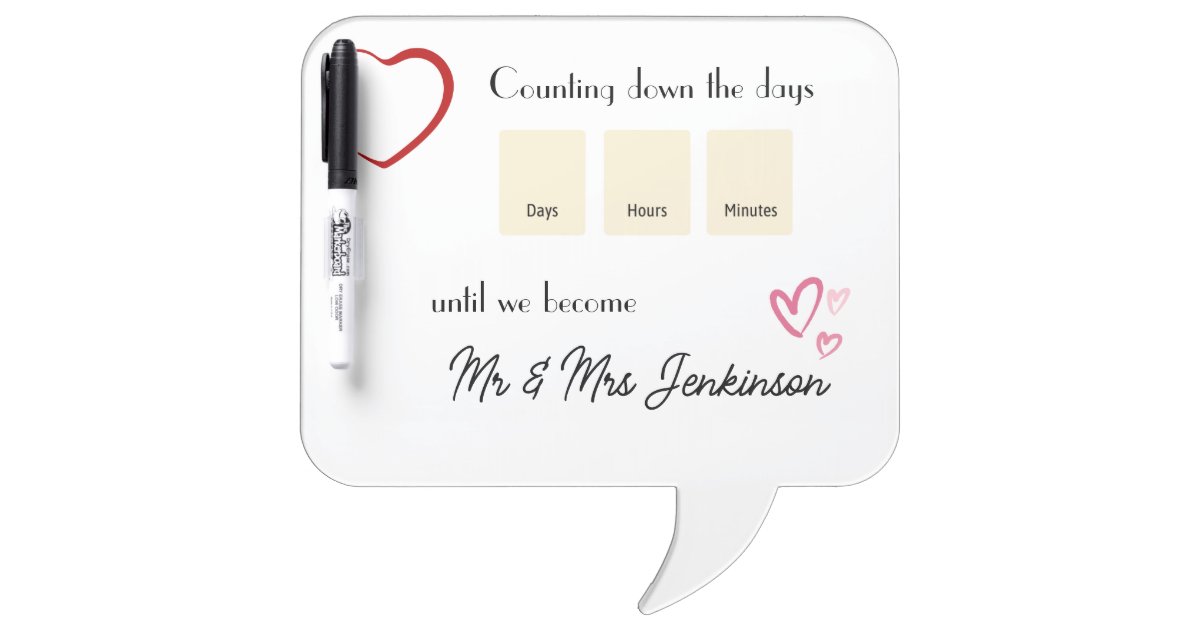 Wedding countdown wipe clean board | Zazzle