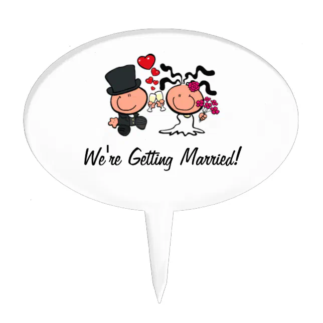 Wedding couple cartoon Cake Pick | Zazzle