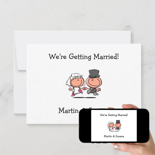 Wedding couple cartoon Invitation | Zazzle