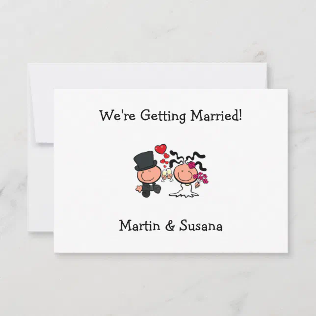 Wedding couple cartoon Invitation | Zazzle