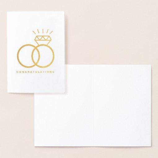 Wedding Couple Diamond Rings Congratulations Foil Card | Zazzle