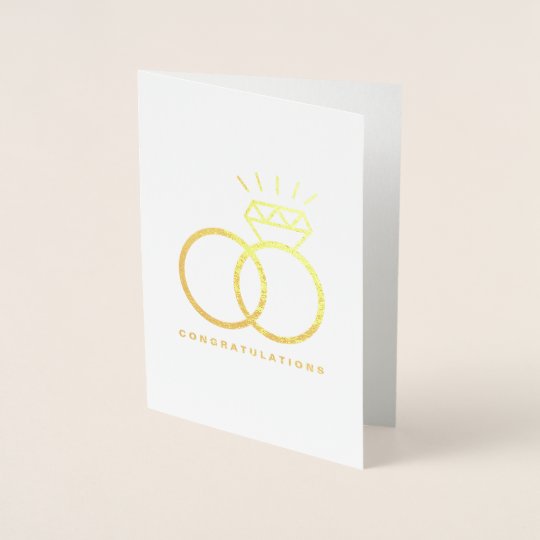 Wedding Couple Diamond Rings Congratulations Foil Card | Zazzle.com