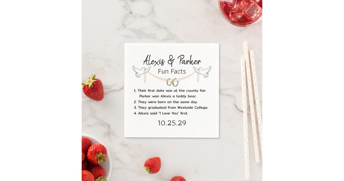 Wedding Couple Fun Facts Napkins | Zazzle