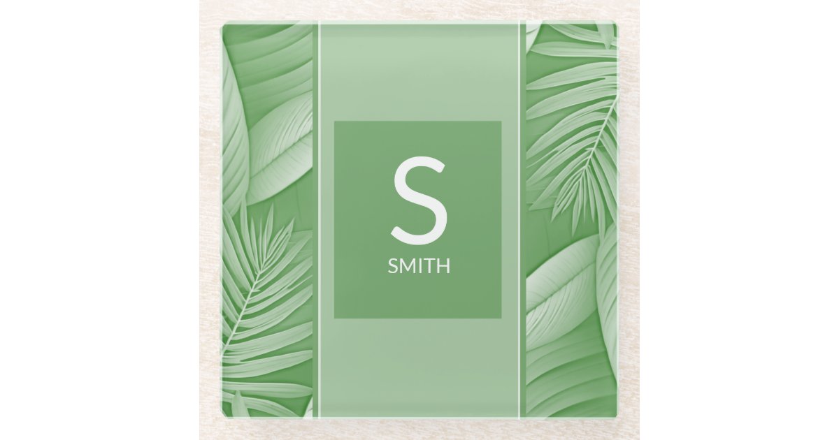 Wedding Couple Monogram Glass Coaster | Zazzle