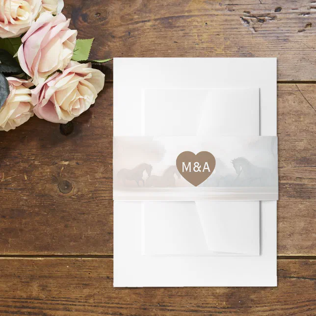 Wedding Couple Monogram Invitation Belly Band | Zazzle