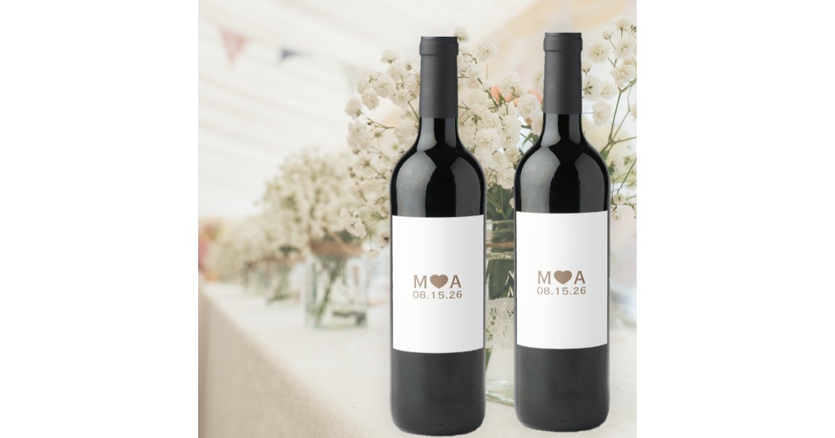 Wedding Couple Monogram Wine Label | Zazzle